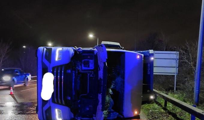 Driver of lorry flipped by Storm Darragh winds rescued by good ...