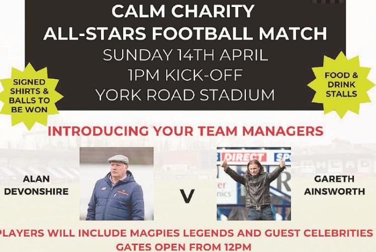 Celebrity guests and Magpies' legends lined up for CALM charity game at ...